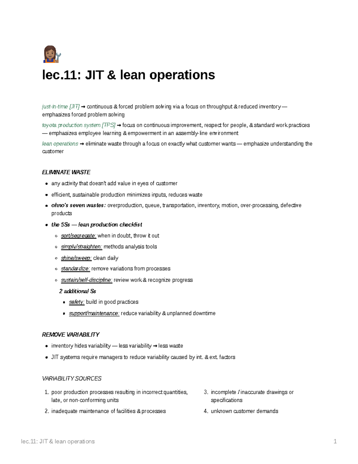Lecture 11: J ust in Time Inventory (JIT) and Lean Operations - lec ...
