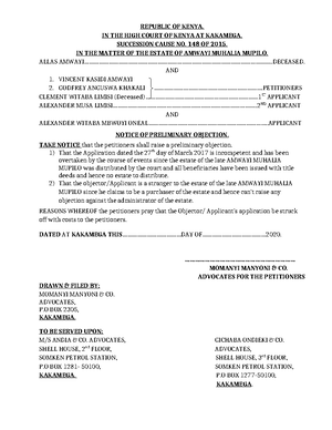 Affidavit NTSA - REPUBLIC OF KENYA. IN THE MATTER OF THE OATHS AND ...