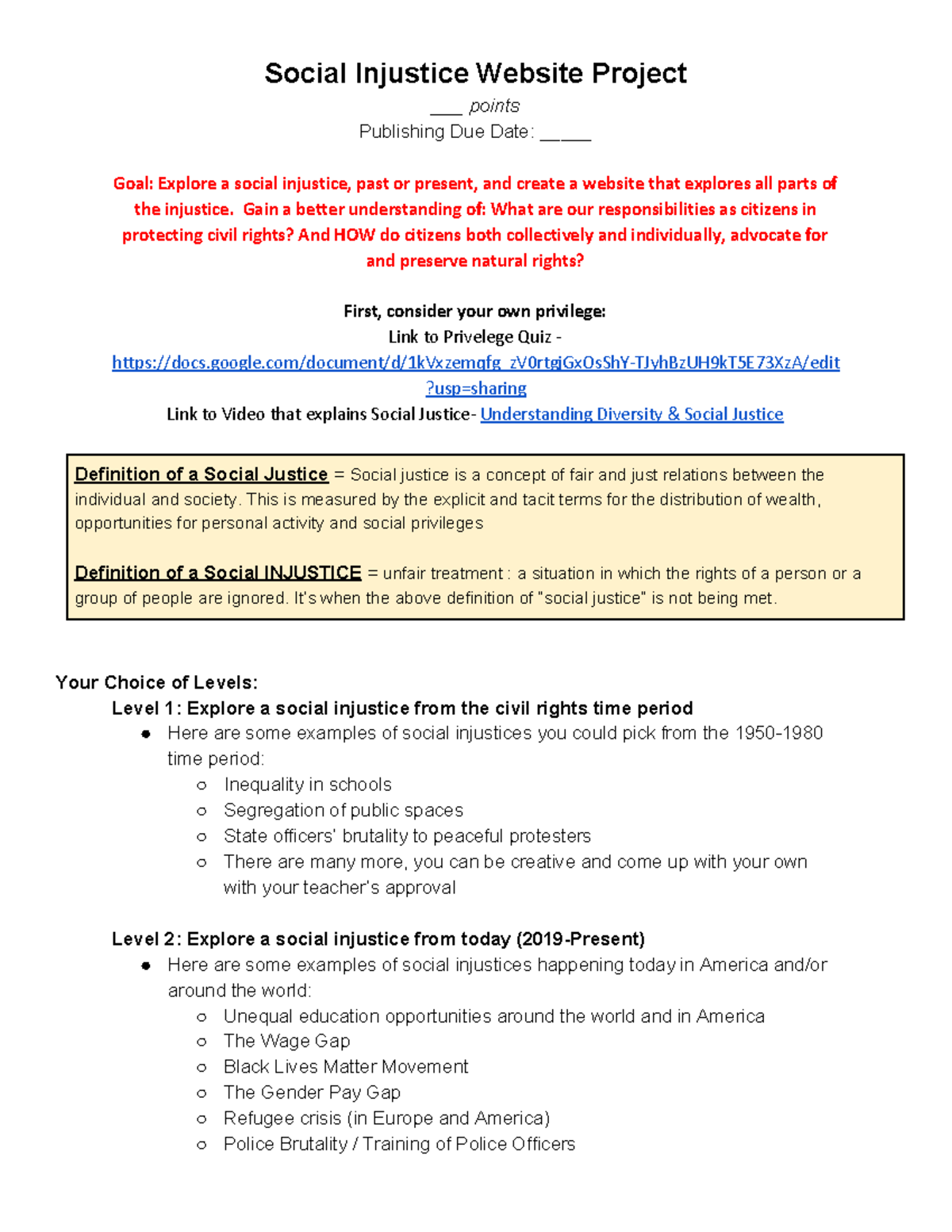 Social Justice Project (active citizens) - Social Injustice Website ...