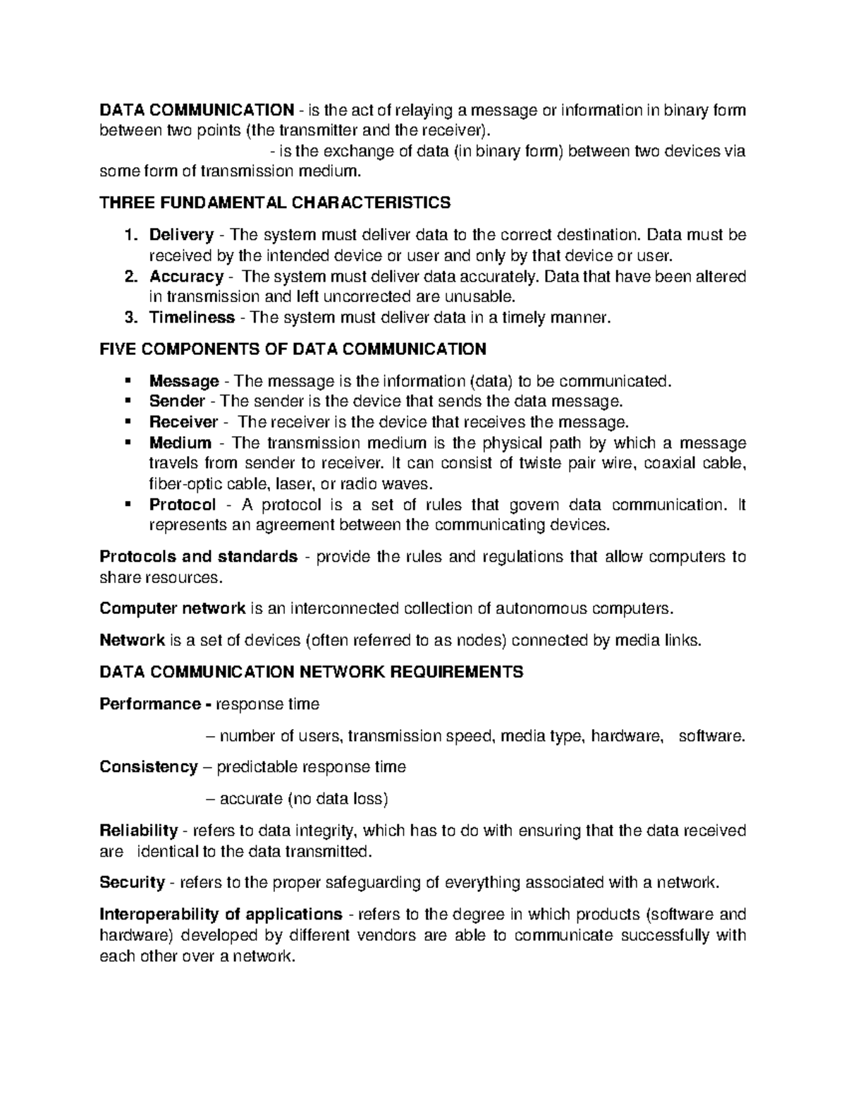 DATA- Communication- Reviewer - DATA COMMUNICATION - is the act of ...