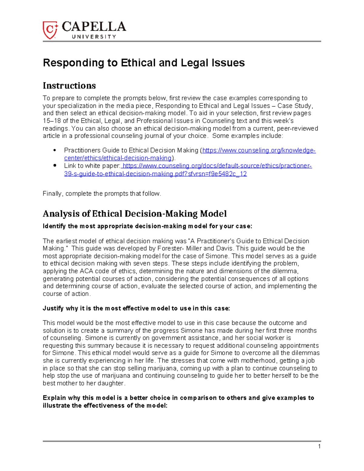 Week 9 Assignment - Responding to Ethical and Legal Issues Instructions ...