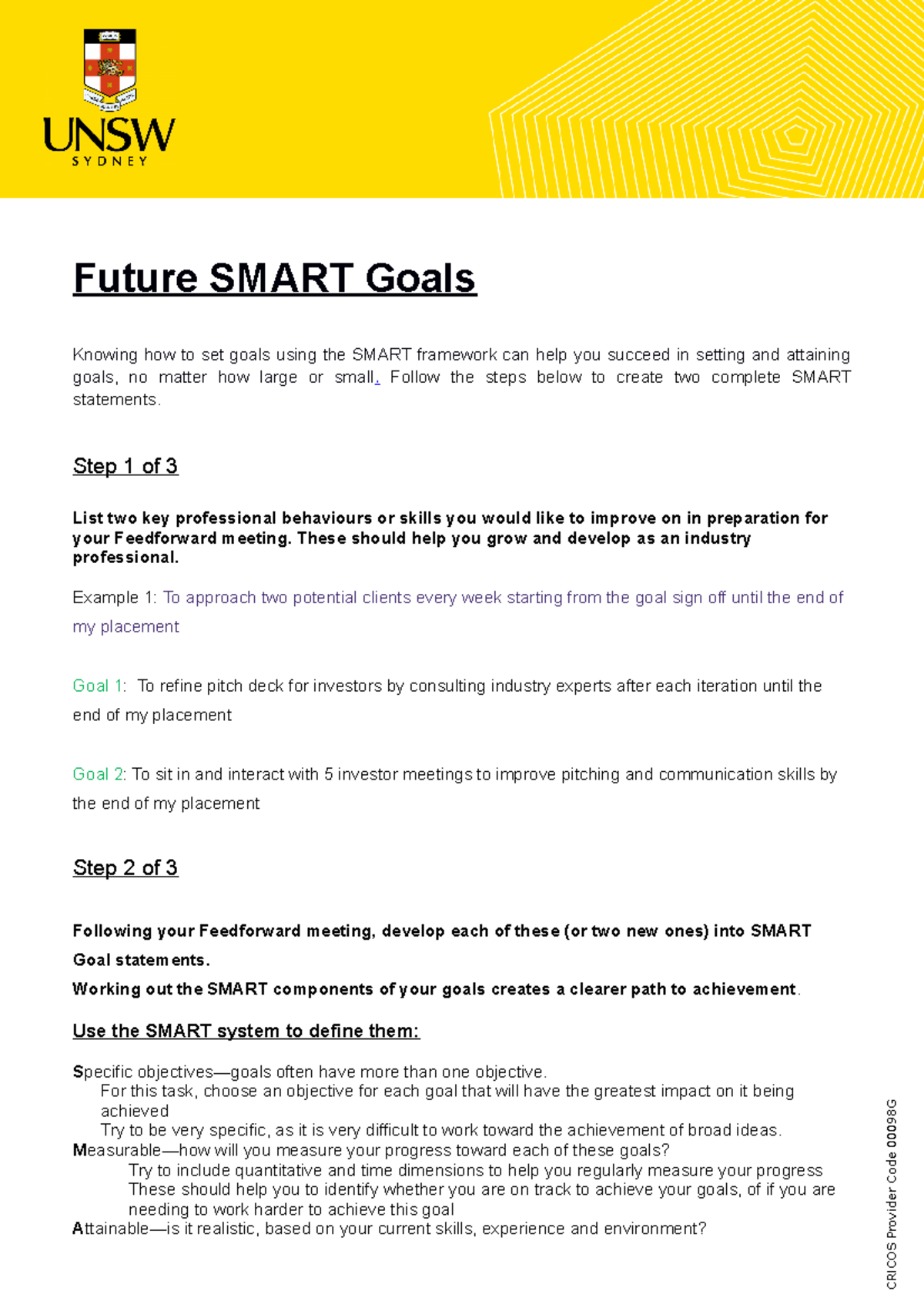 Smart goal sr - comm2222 - Future SMART Goals Knowing how to set goals ...