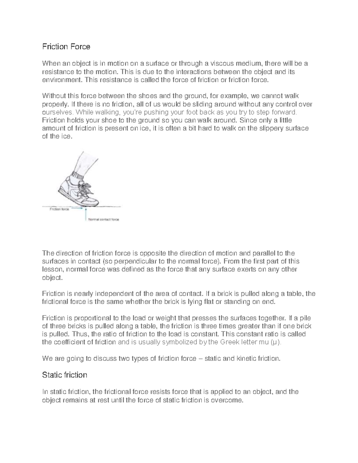 Dynamics Friction Force - Friction Force When an object is in motion on ...