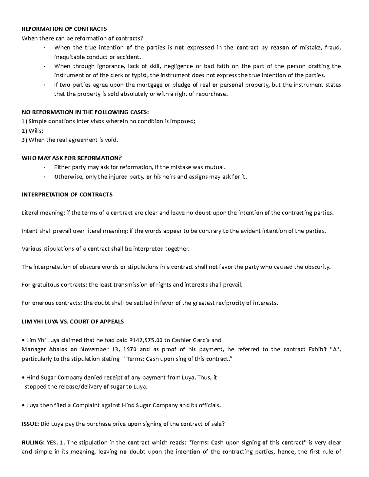 Reformation TO VOID Contracts 2 - REFORMATION OF CONTRACTS When there can be reformation of ...