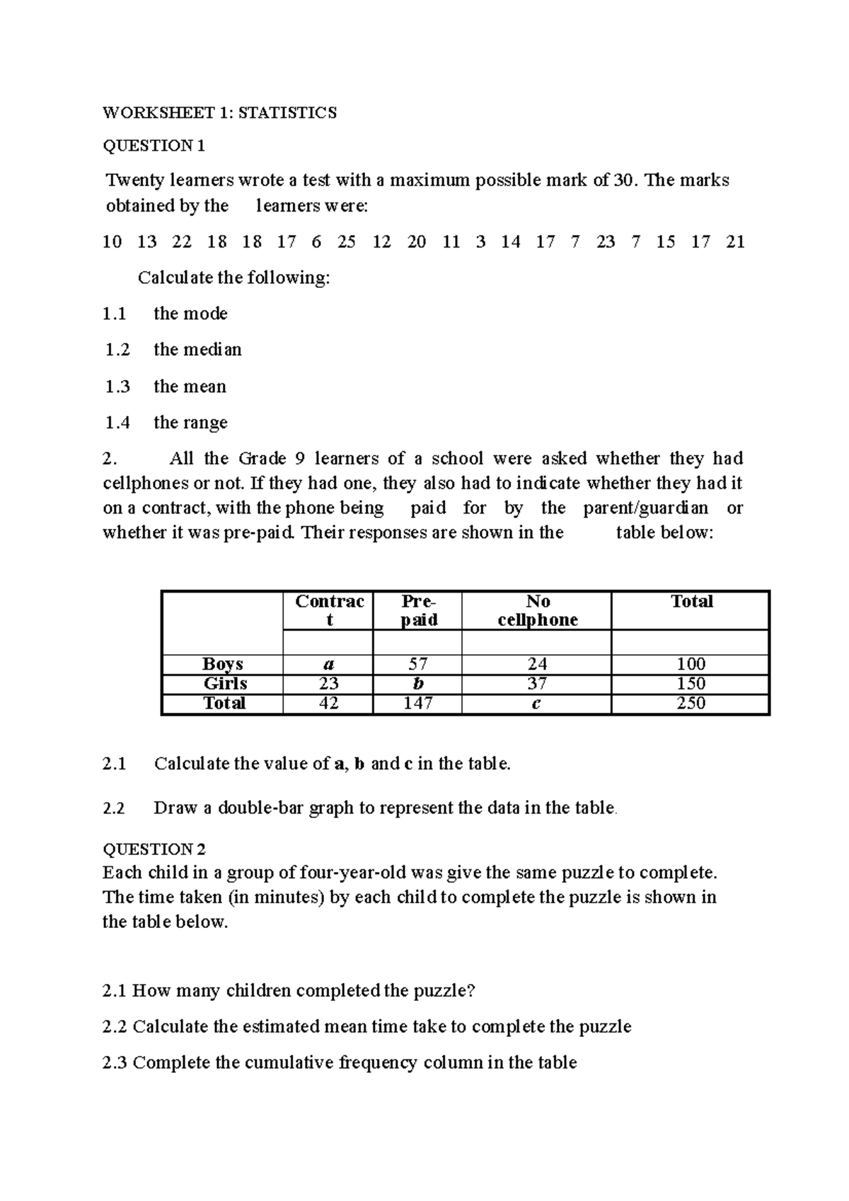 Worksheet 1 - WORSHEET 1 - EDUB2724 - UFS UV - StuDocu