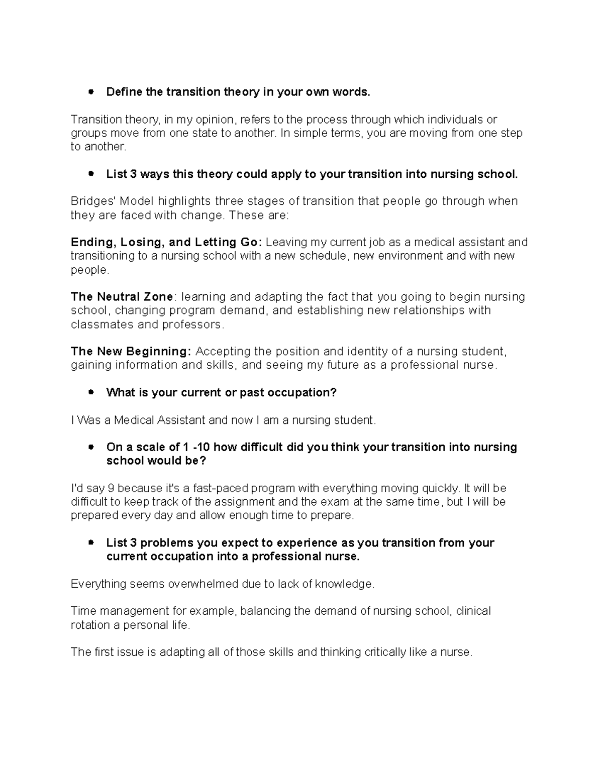 Transition theory week 3 - Define the transition theory in your own words. Transition theory, in ...