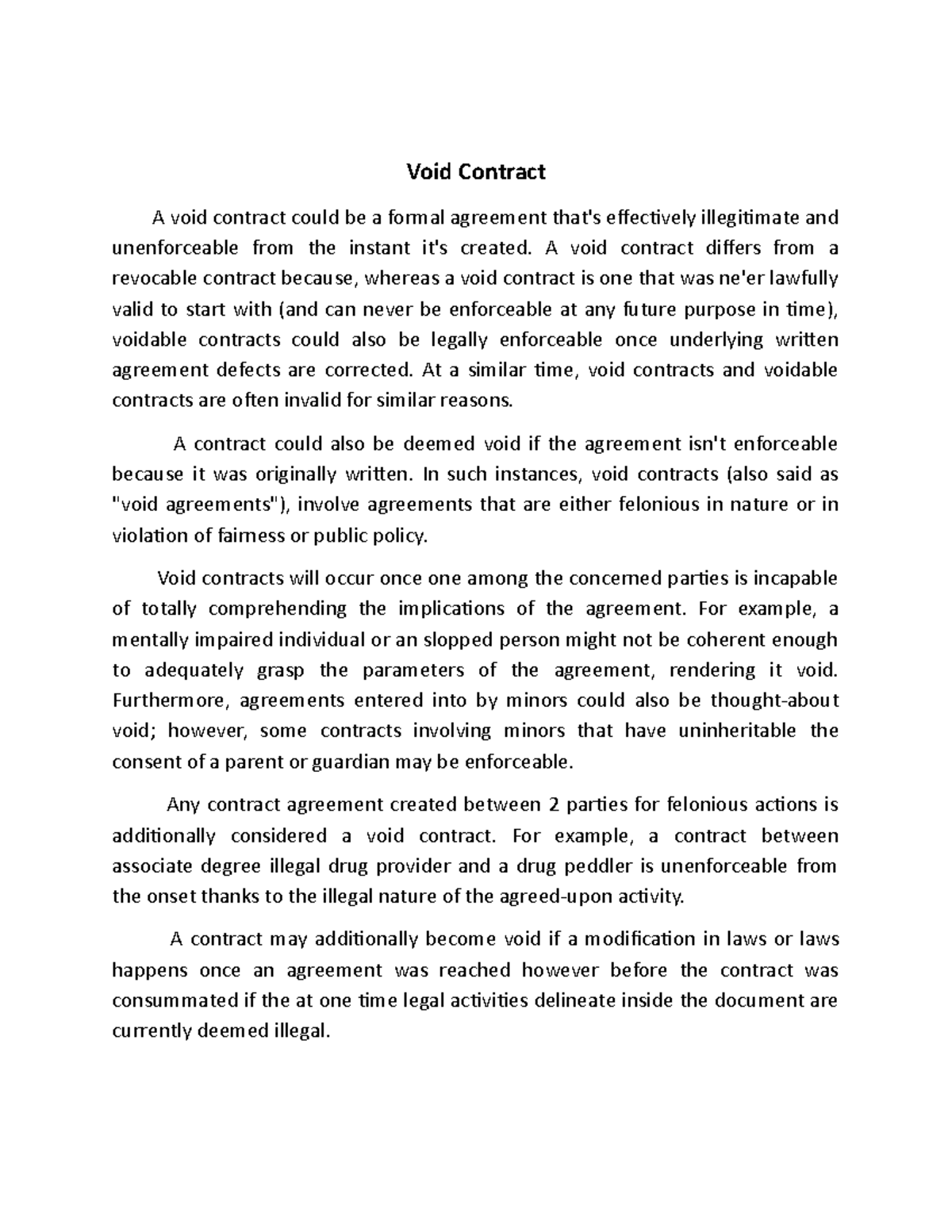 Void Contract - A void contract differs from a revocable contract ...