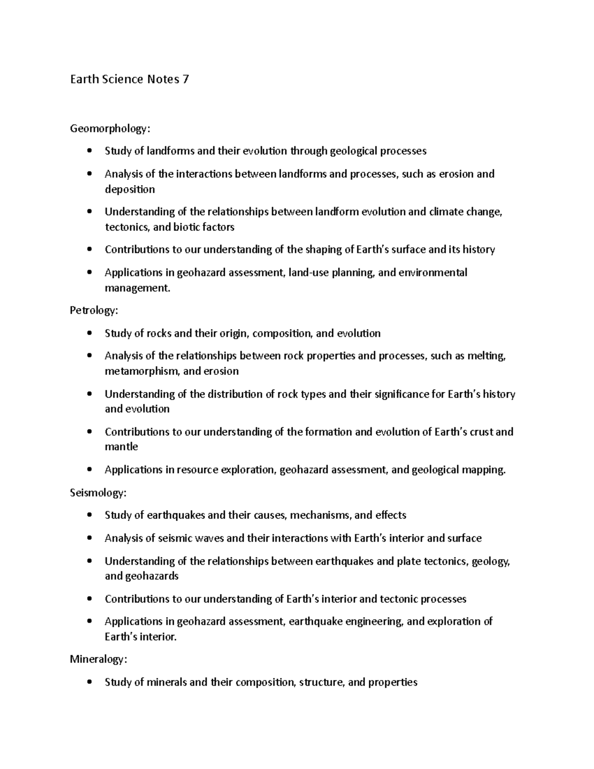 Earth Science Notes 7 - Petrology: Study of rocks and their origin ...