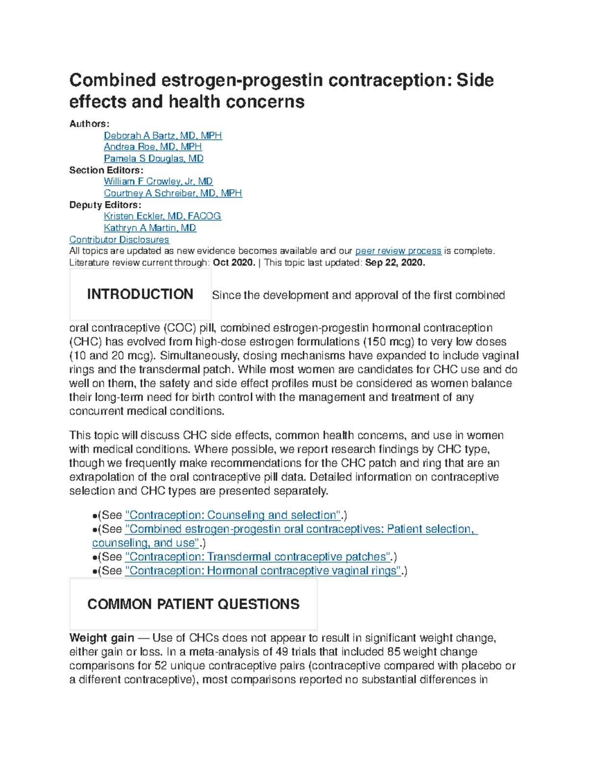 New Pharm - GYN Reading Combined Side Effects - Combined estrogen ...