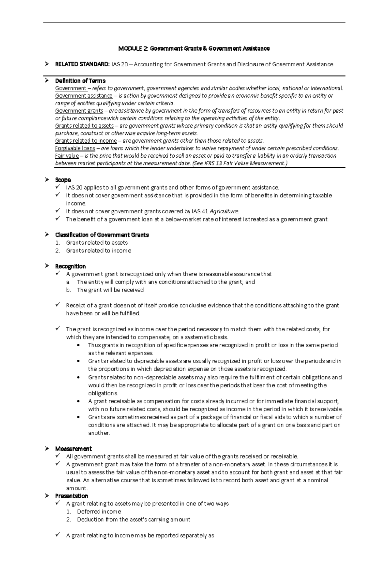 Government Grants Notes - MODULE 2: Government Grants & Government ...