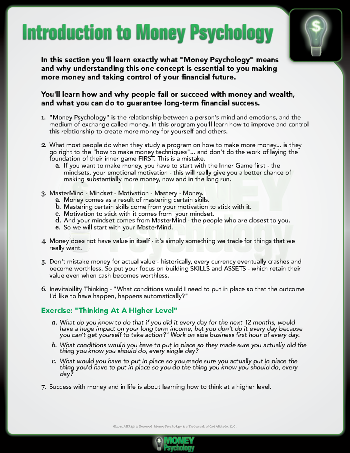 Introduction To Money Psychology - In this section you'll learn exactly ...