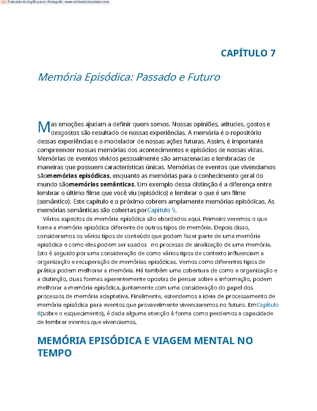 TEMA 4 - Human Memory, Radvansky - CAPÍTULO 7 Memória Episódica ...