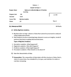 BDA Solved Sample question paper 70 marks - Scheme – I Sample Question Paper Program Name ...