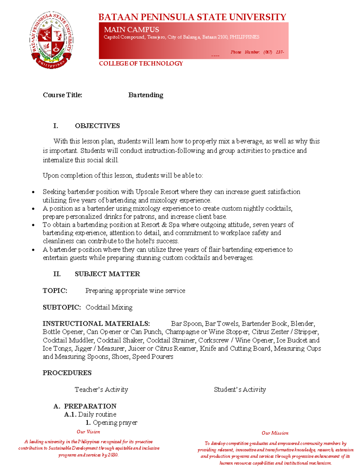 SEMI- Detailed Lesson PLAN - COLLEGE OF TECHNOLOGY Our Vision Aleading ...