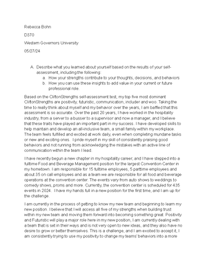 D370 IT Leadership Foundations task 1 - D370 IT Leadership Foundations ...