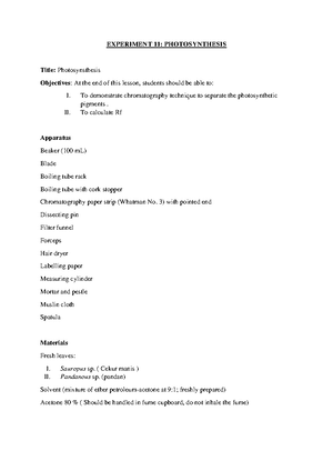Lab report 6 Biology SB015 - EXPERIMENT 6: ISOLATING DNA Objectives: At ...