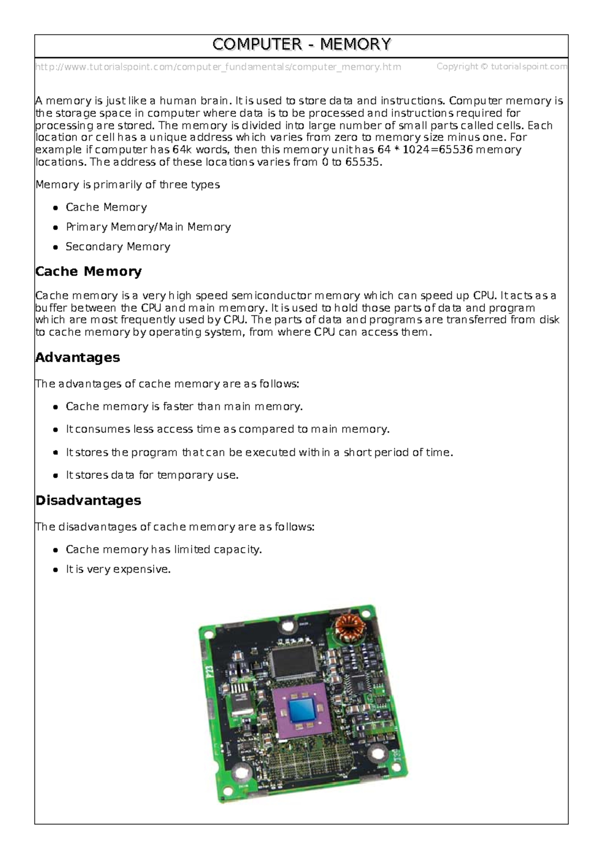 Computer memory - tutorialspoint/computer_fundamentals/computer_memory ...