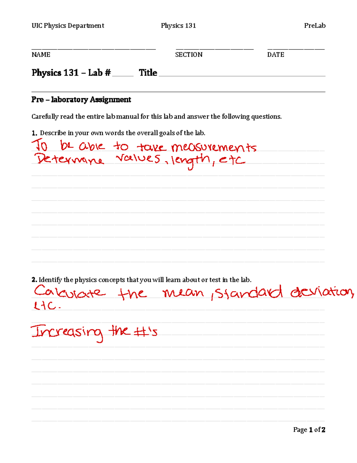 Phys131 - Prelab Template ...