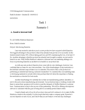 C204 - Task 2 - Task 2 - Faith Rochester 10/16/ Management ...