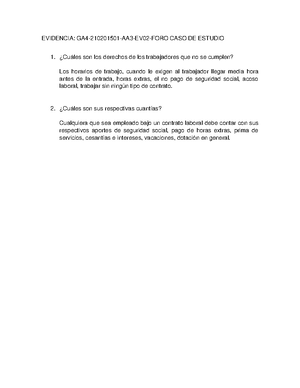 FORO Caracteristicas DEL Trabajo EN Contexto Local - GA4-210201501-AA1-EV02- Foro sobre - Studocu