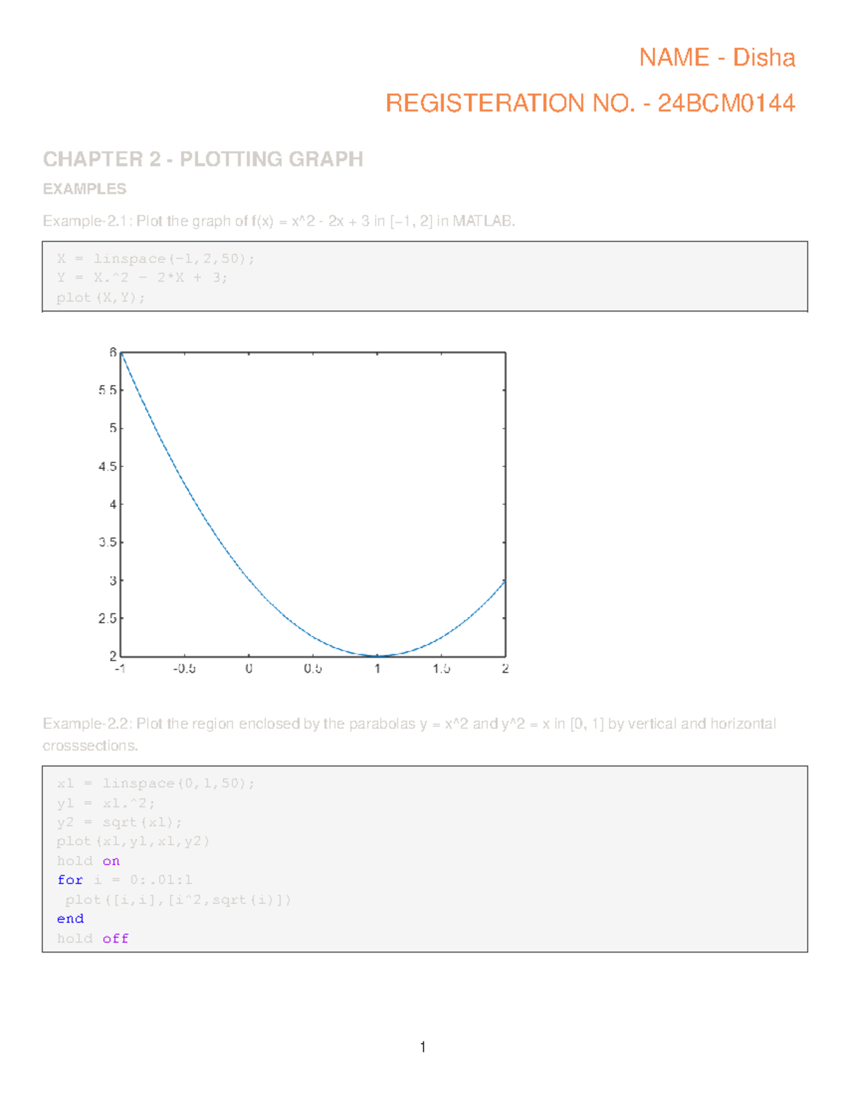 Assignment 1 - NAME - Disha REGISTERATION NO. - 24BCM CHAPTER 2 - PLOTTING GRAPH EXAMPLES ...