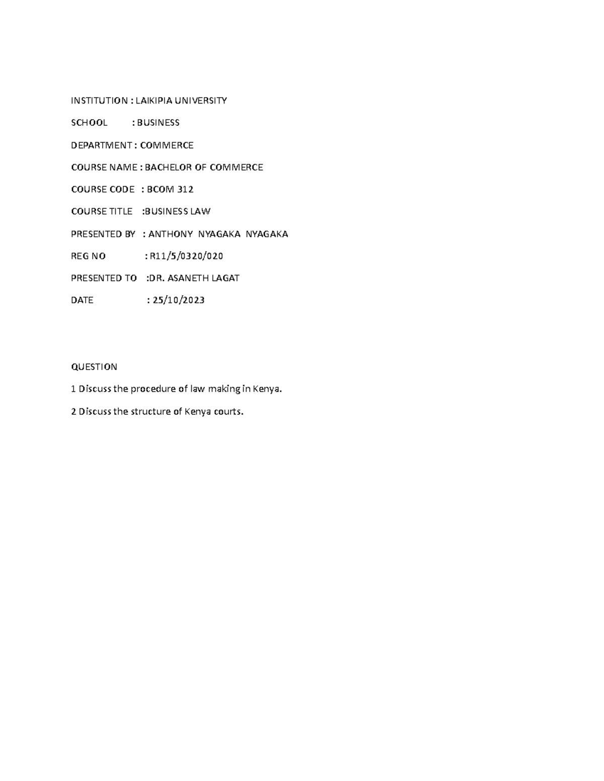 BS LAW - Read the notes - INSTITUTION : LAIKIPIA UNIVERSITY SCHOOL ...