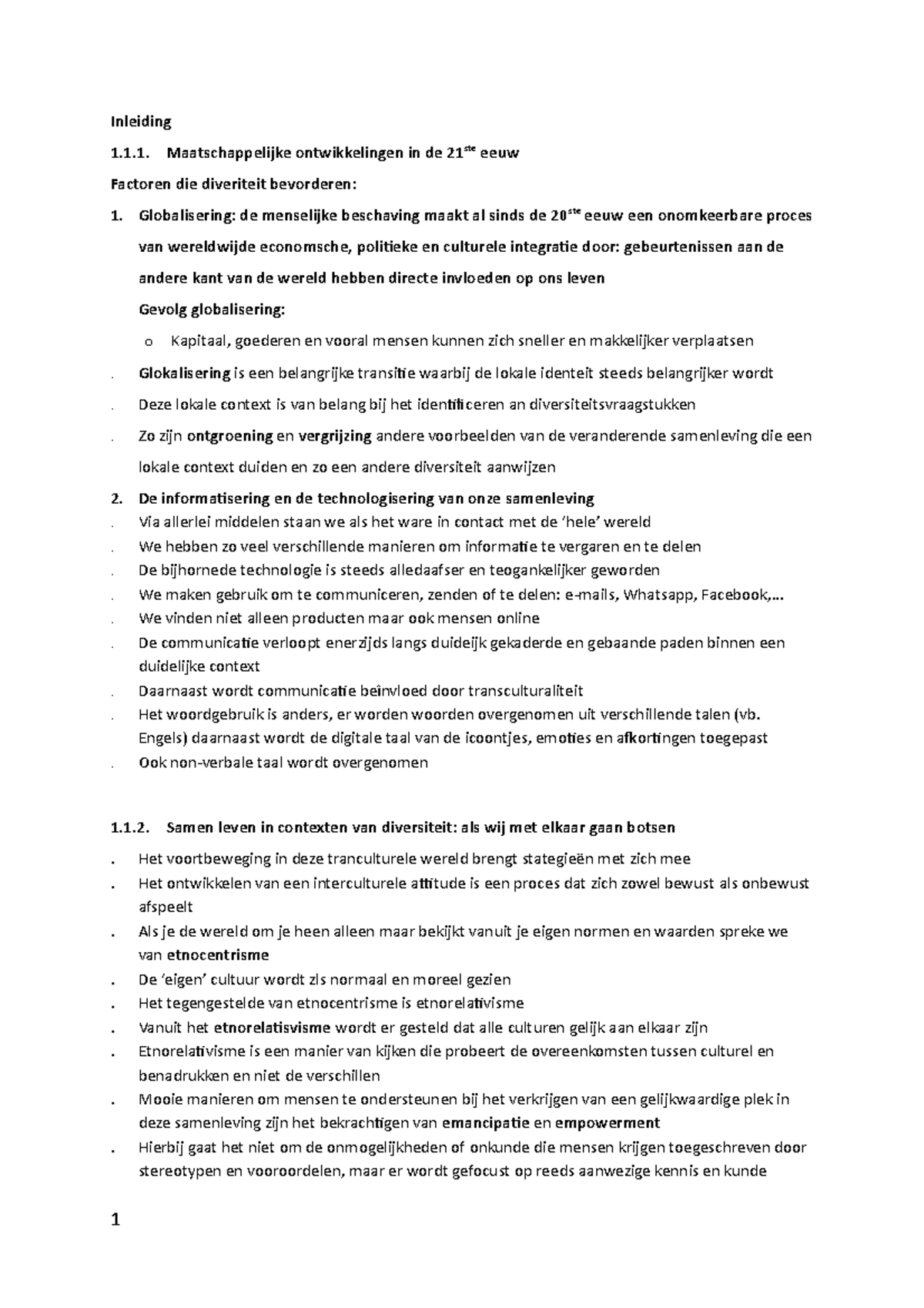 Sociale inclusie en diversiteit - Inleiding 1.1. Maatschappelijke ontwikkelingen in de 21ste ...