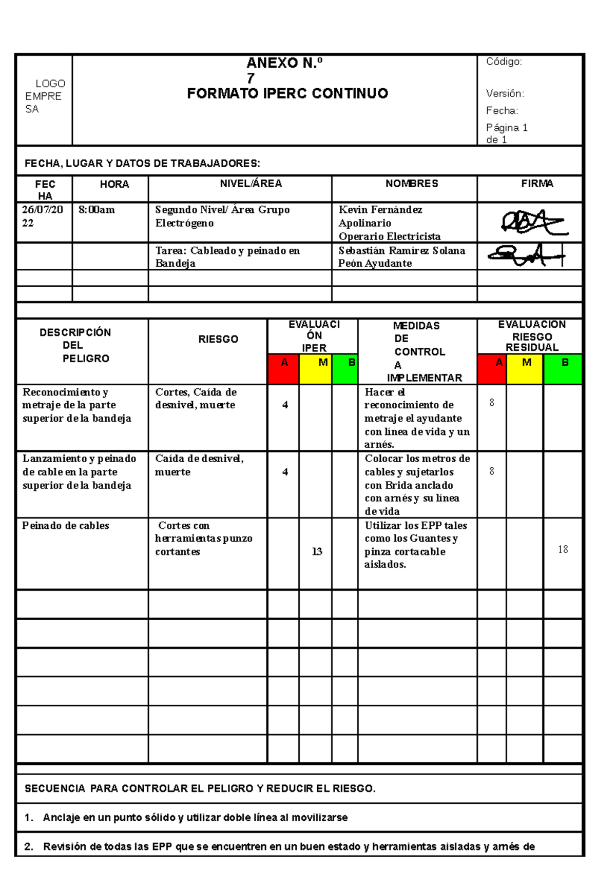 DS-024-2016-EM- Anexo-7 - LOGO EMPRE SA ANEXO N.º 7 Código: FORMATO ...
