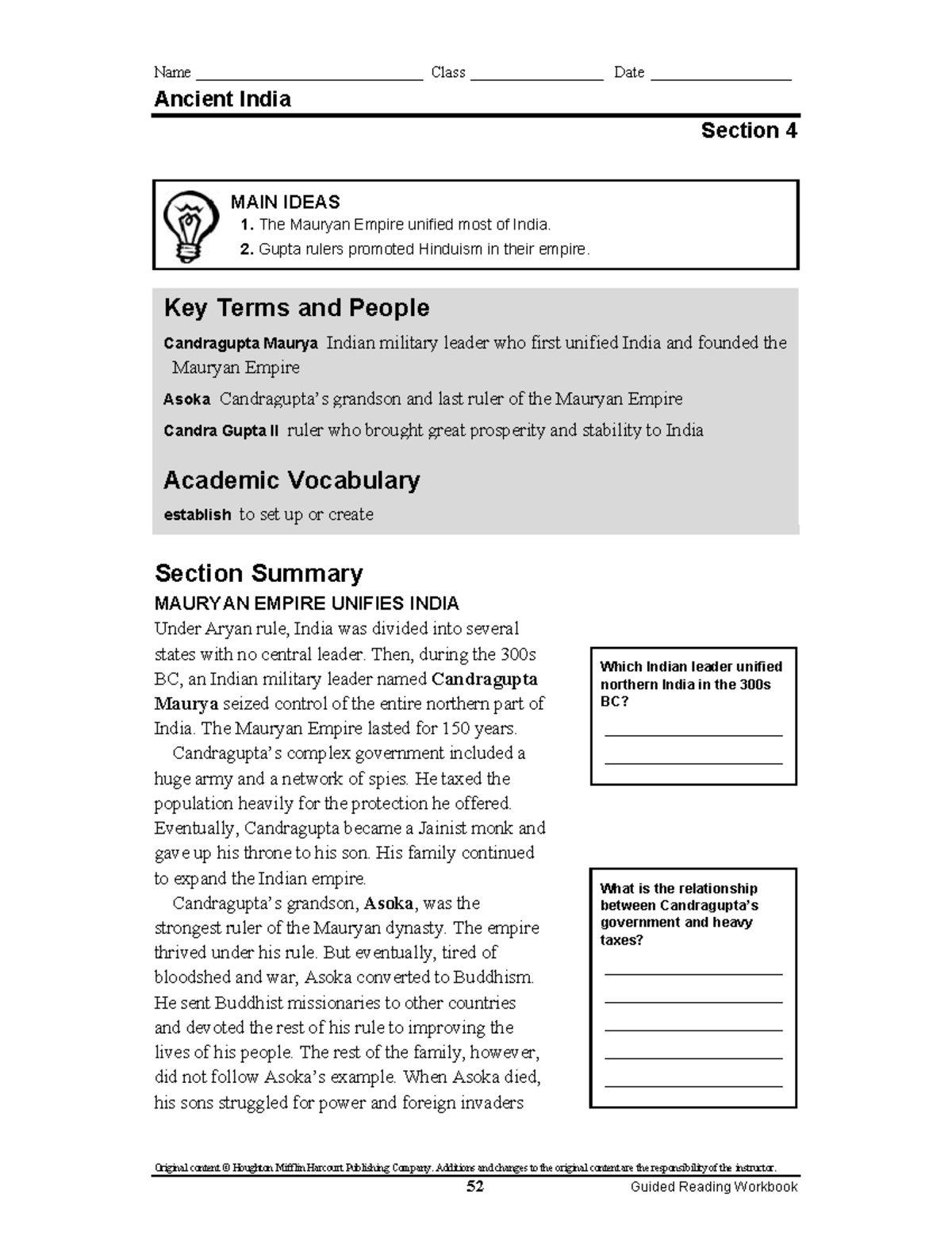 N1.U3.S1.Indian Empires Guided Reading - Name ...