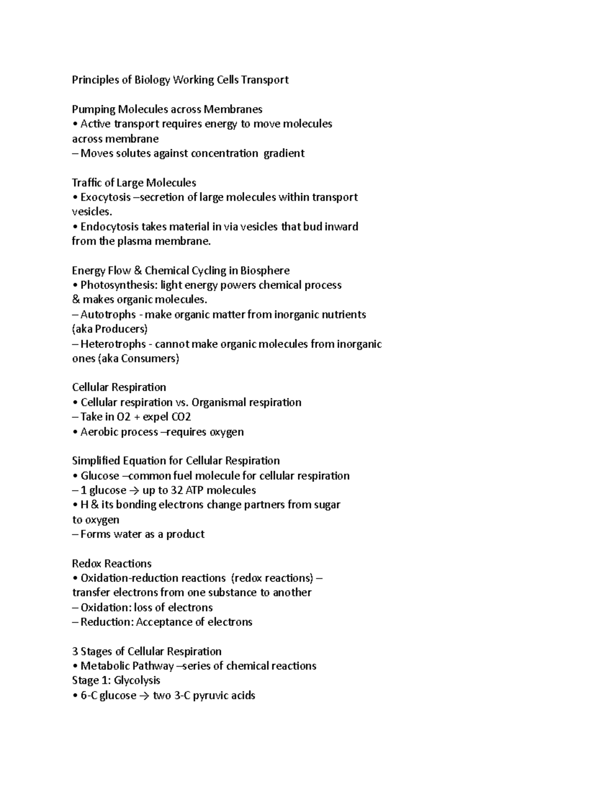 Principles of Biology Working Cells Transport - Endocytosis takes ...