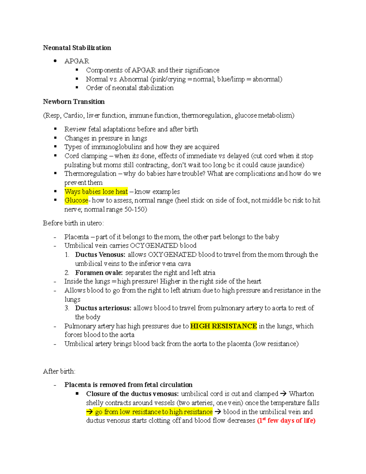 Ob tutor exam 3 guide - Neonatal Stabilization APGAR Components of ...
