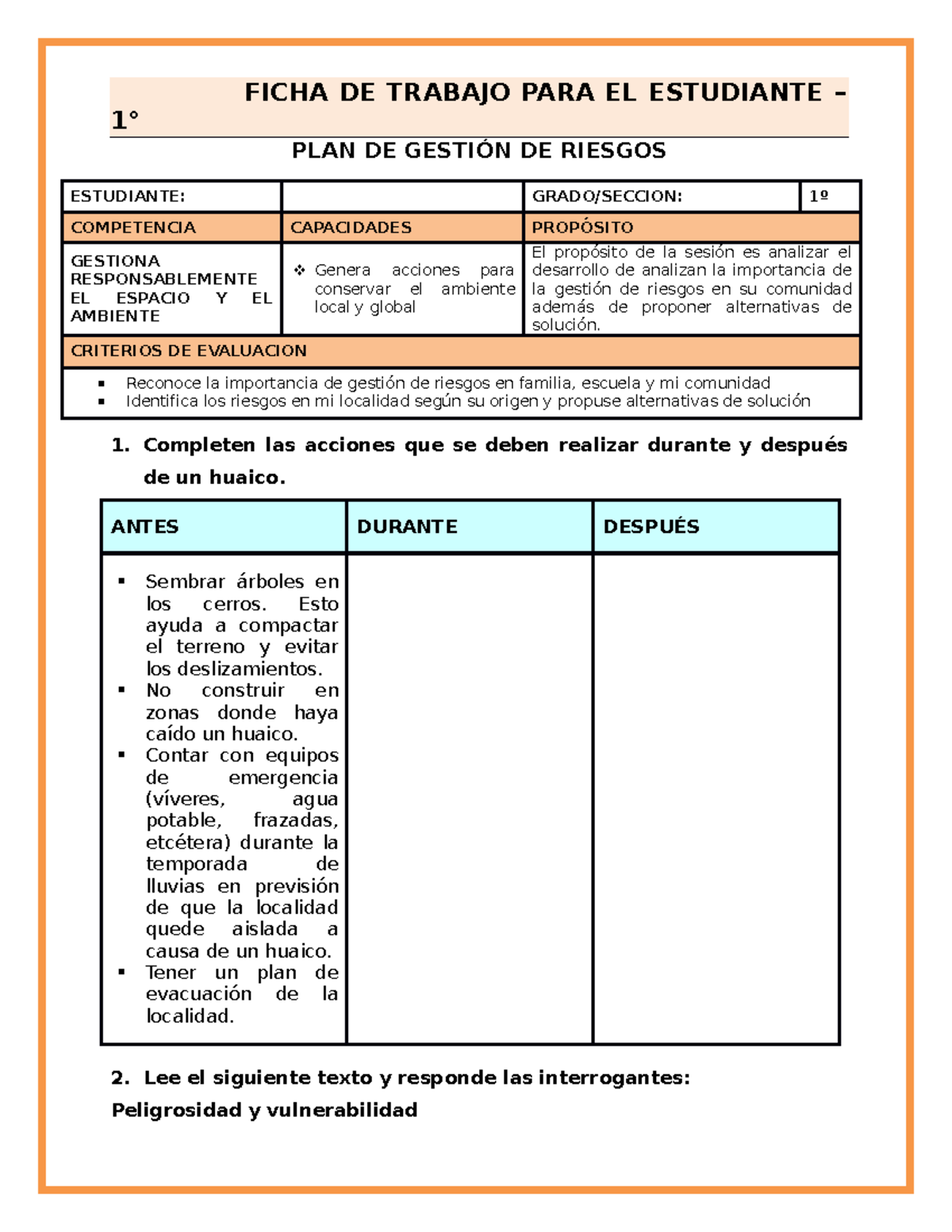 Unidad 9 - Ficha SEM 2 - CC.SS 1° - FICHA DE TRABAJO PARA EL ESTUDIANTE ...
