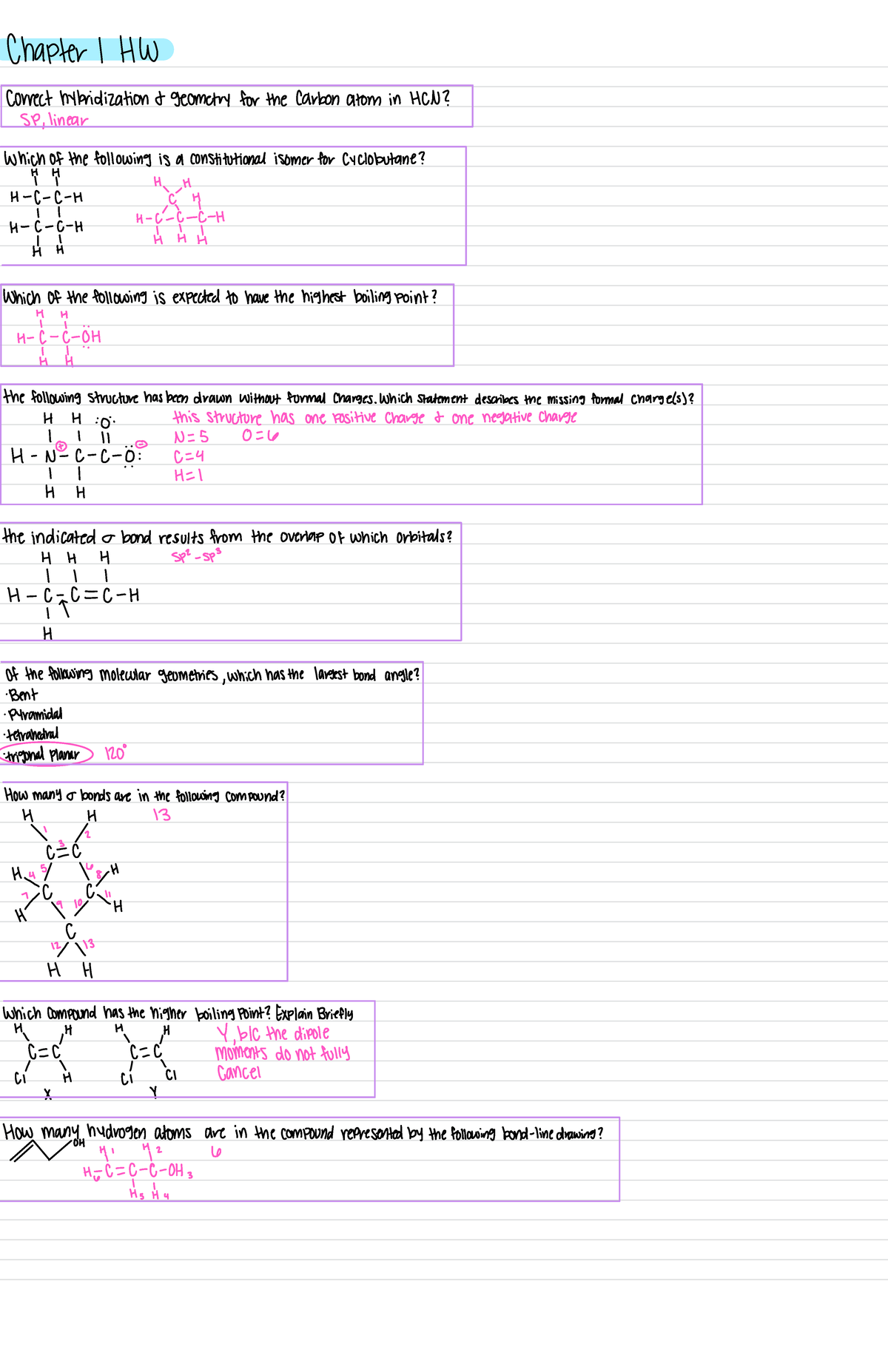 Chem Chapter 1 HW - Homework, Teacher: Emily Rowland - ####### Chapter 1 HW correcthybridization ...
