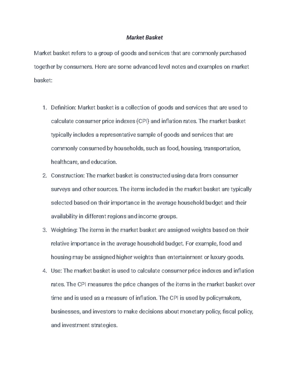 Notes on Market Basket - Market Basket Market basket refers to a group ...