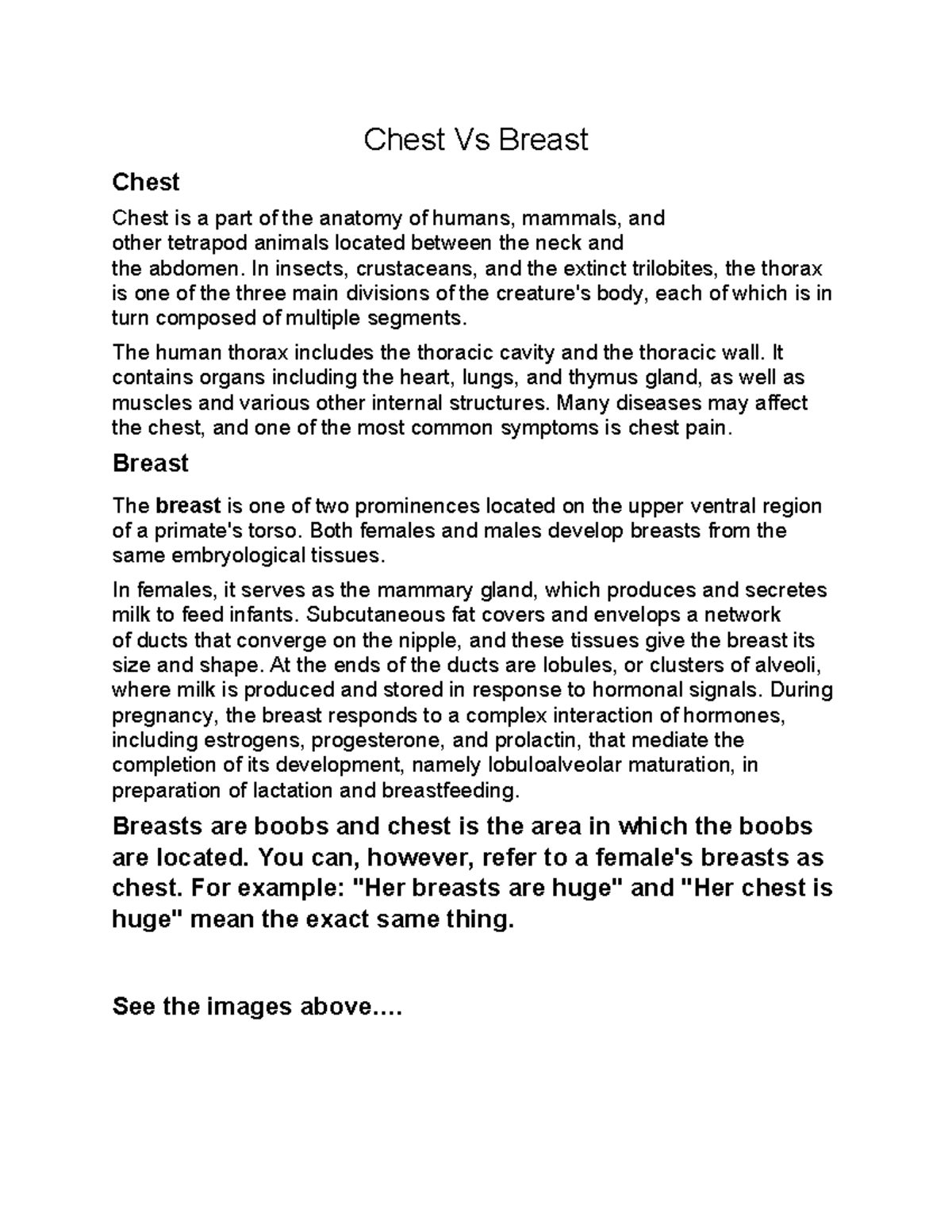 Chest Vs Breast - Material de repaso - Chest Vs Breast Chest Chest is a ...
