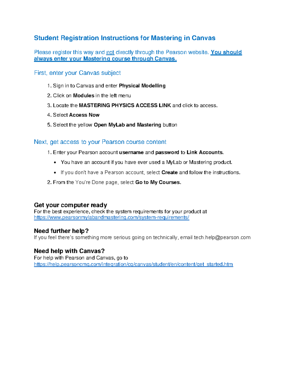 Readme How to access Mastering Physics - Student Registration ...