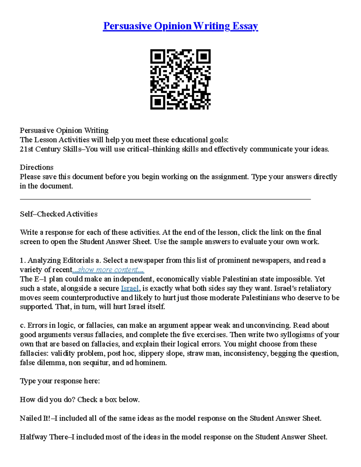 Opinion Essay Ideas - Persuasive Opinion Writing Essay Persuasive ...