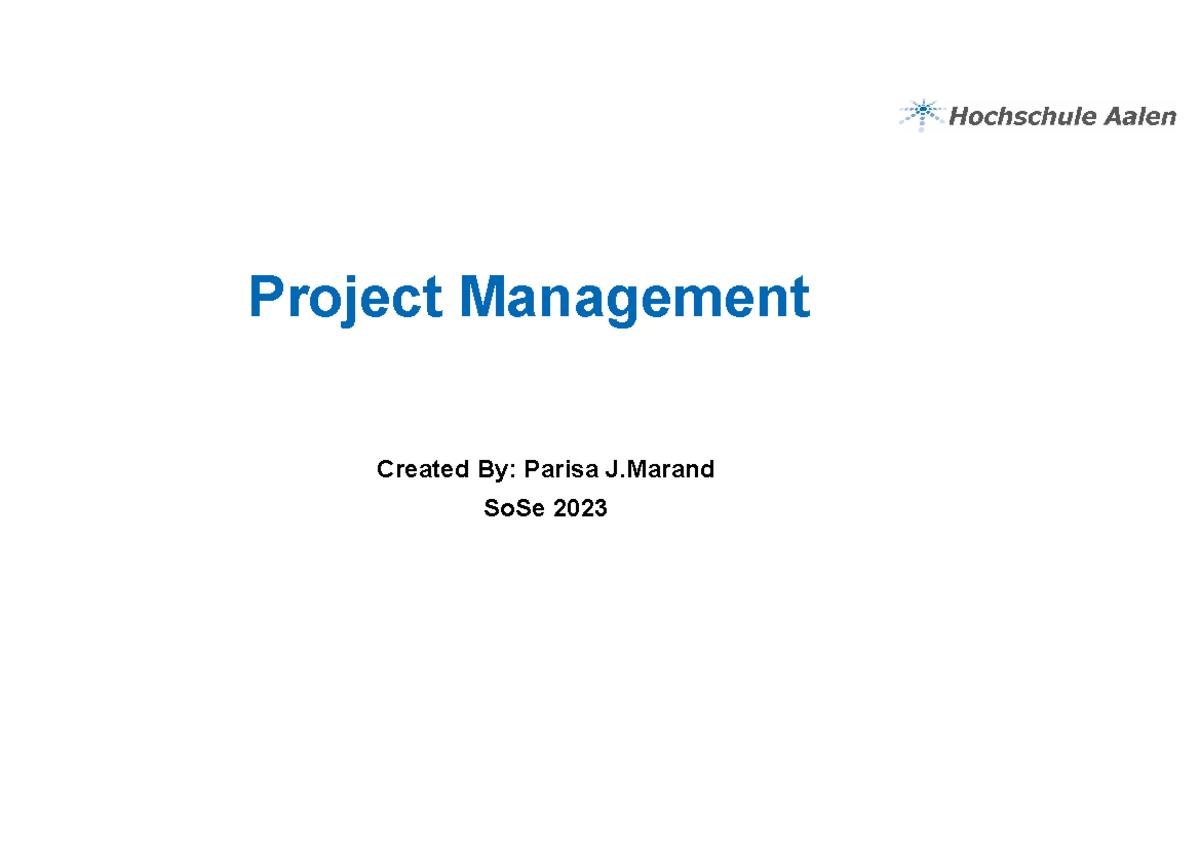 Project Management Script 08 - Project Management Created By: Parisa J ...