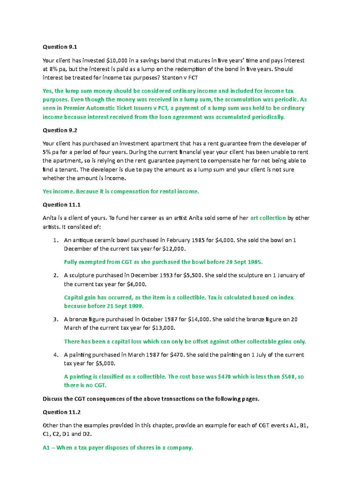 Tutorial session 3 - Question 9. Your client has invested $10,000 in a savings bond that matures ...