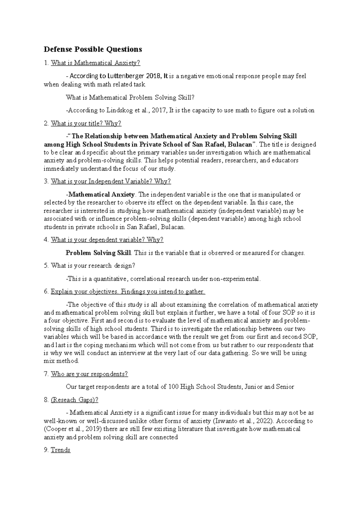 Defense-possible-question 2 - Defense Possible Questions What is ...