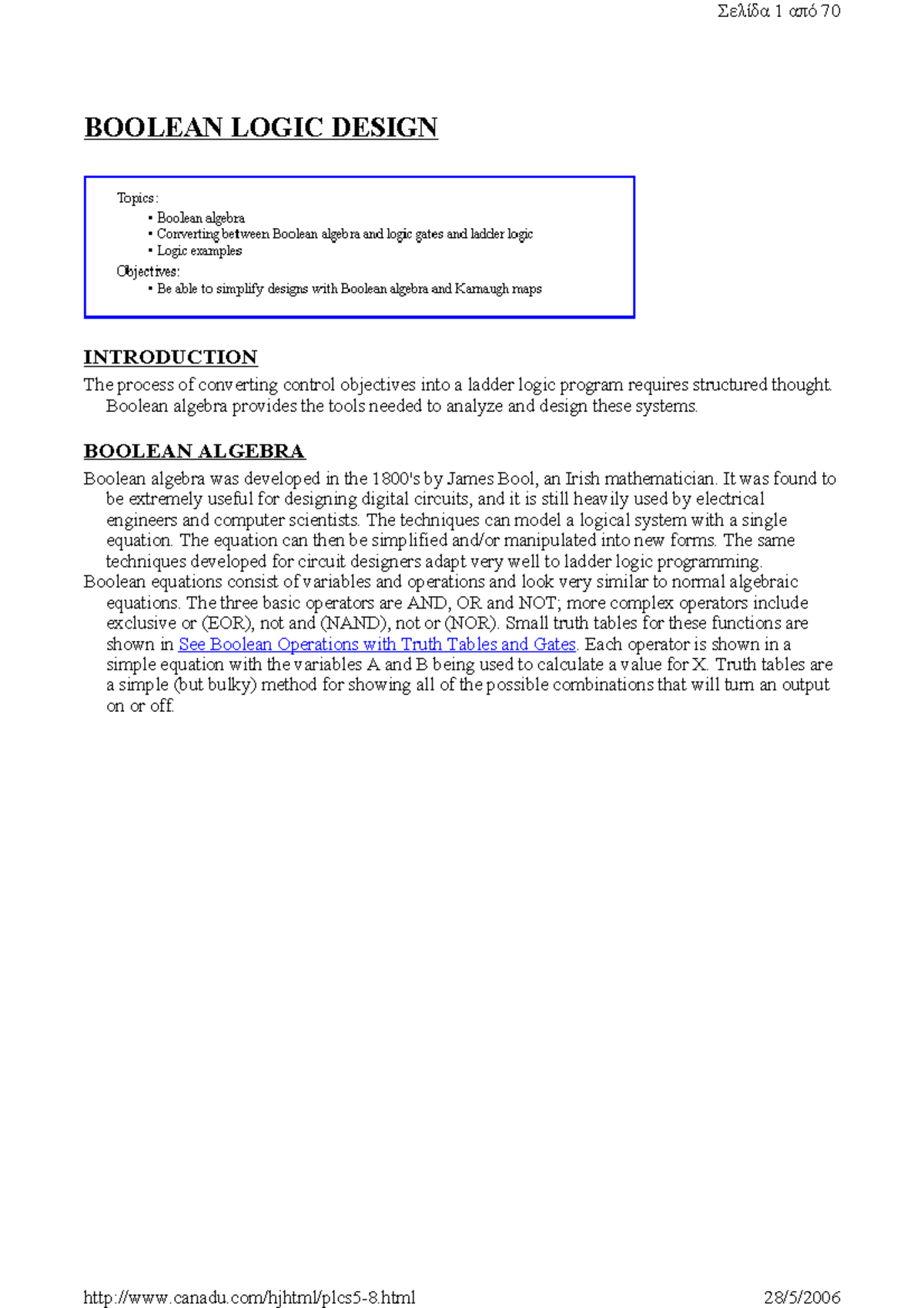 Plcs5-8 - Plcs5-8 - BOOLEAN LOGIC DESIGN INTRODUCTION The process of ...