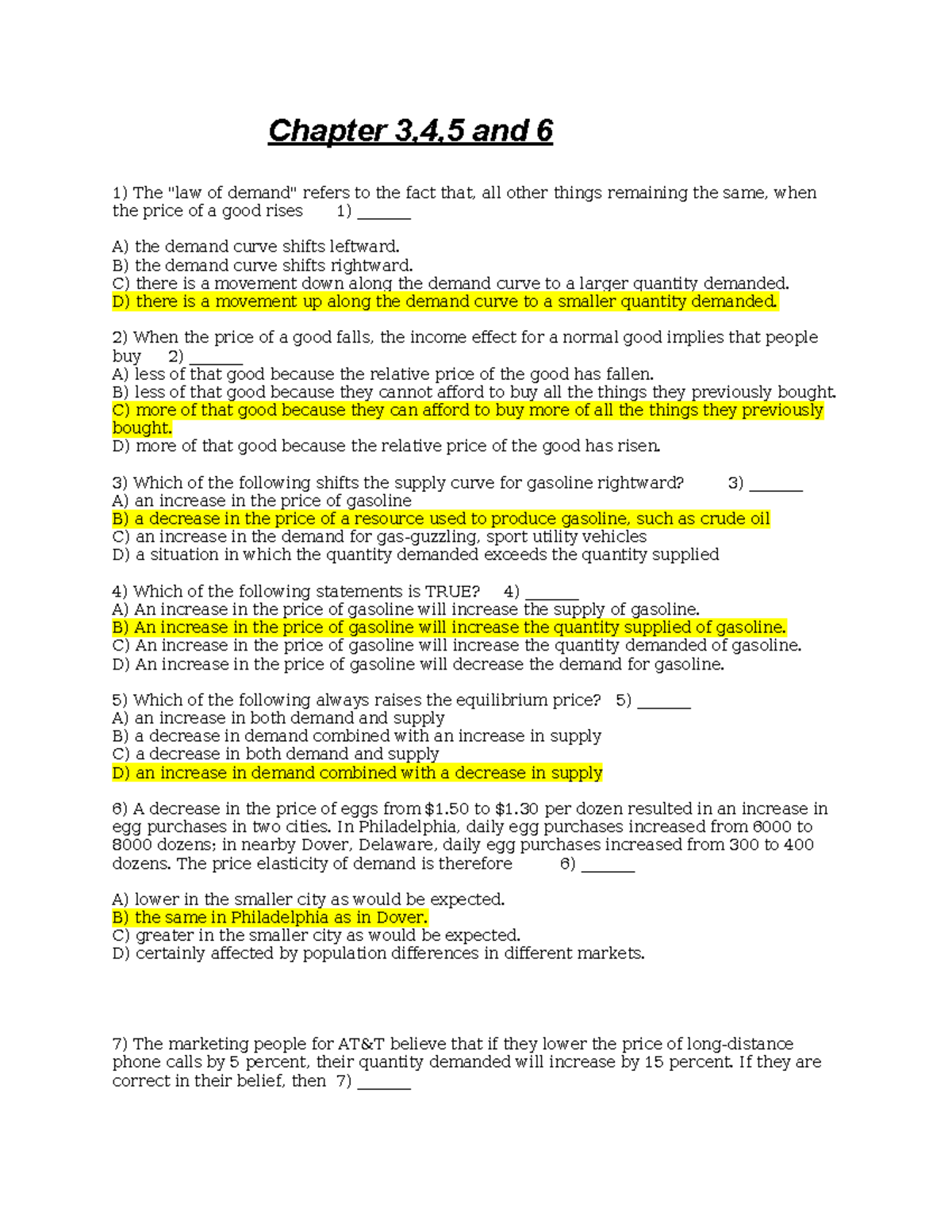 Ch 3,4,5,6 with solutions - Chapter 3,4,5 and 6 The "law of demand" refers to the fact - Studocu