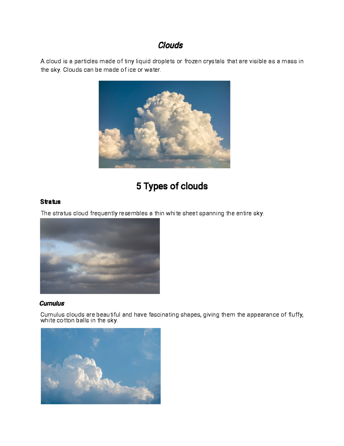 Clouds-WPS Office - Science lecture notes - Clouds A cloud is a ...