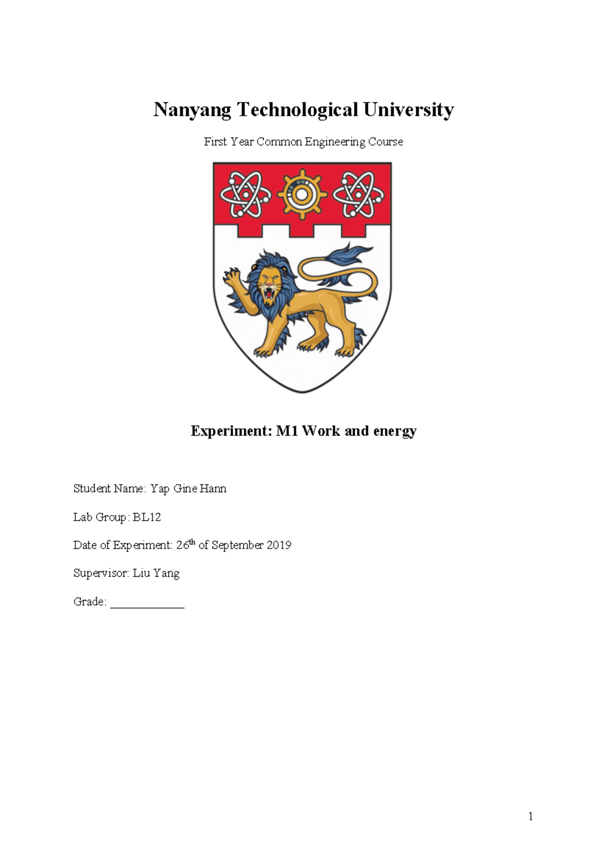 M1 Lab Report For The Assignment Warning Tt Undefined Function 32 Nanyang Technological