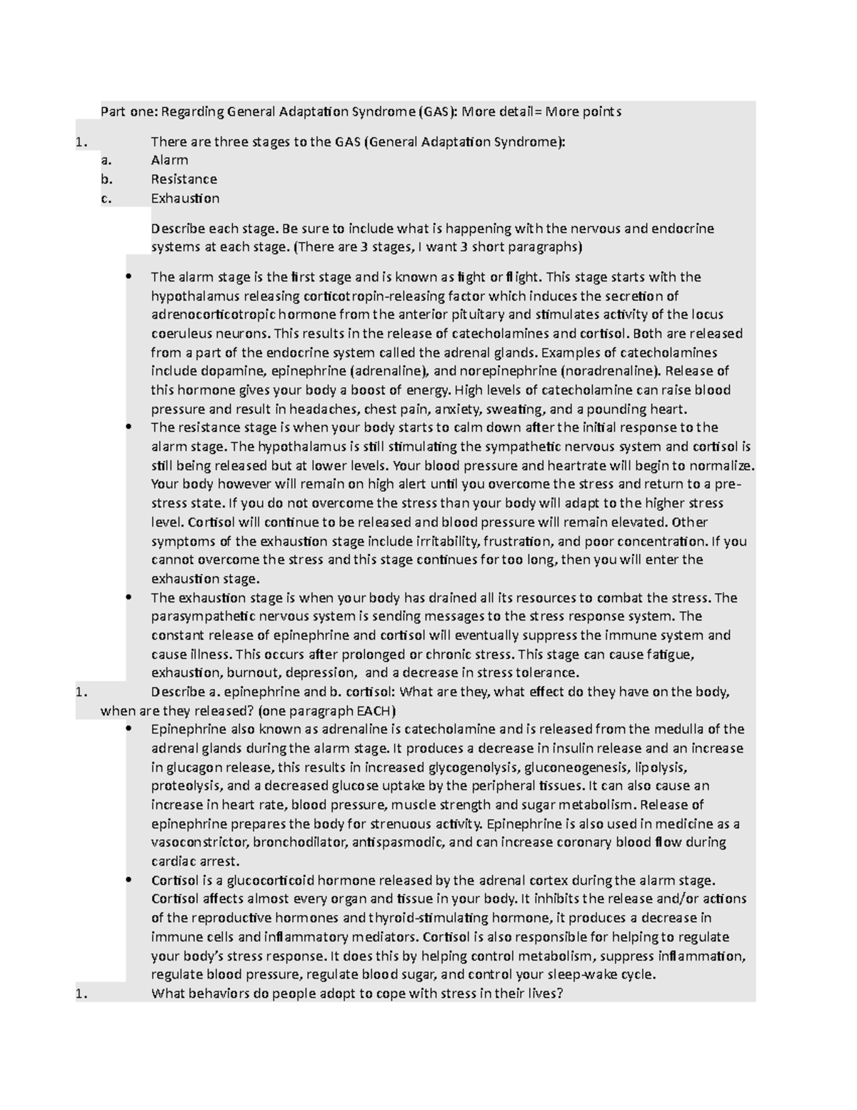 Biology - assignments during the period - Part one: Regarding General ...