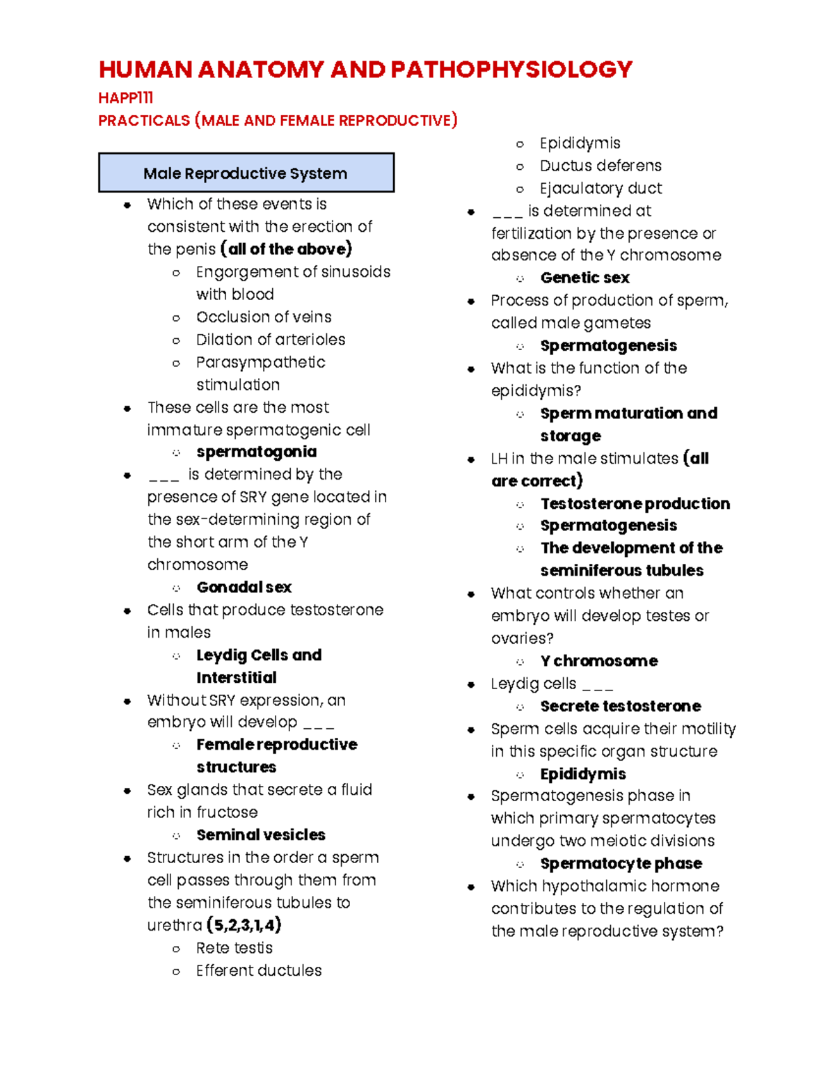 Practicals in happ answers - HUMAN ANATOMY AND PATHOPHYSIOLOGY HAPP ...