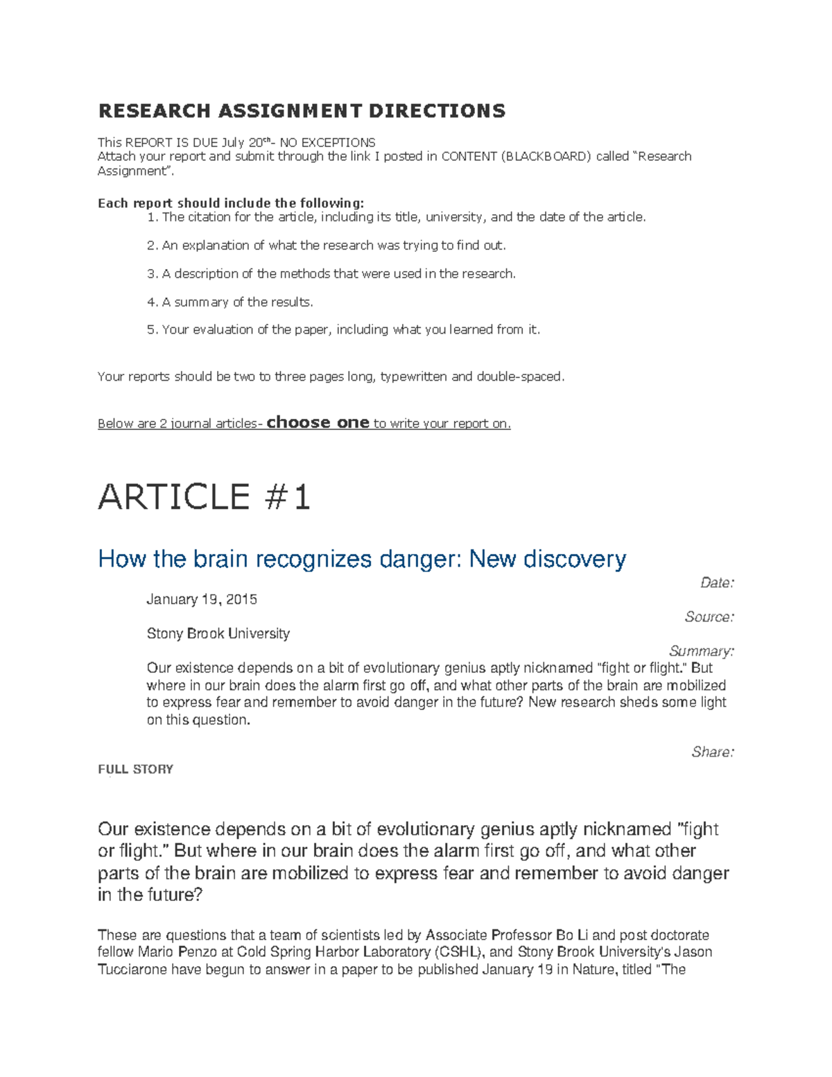 Research assignment summer 2020 - RESEARCH ASSIGNMENT DIRECTIONS This ...