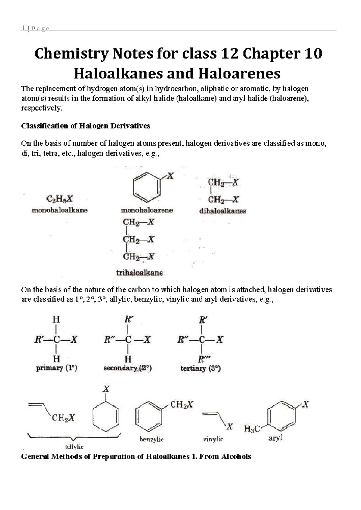 Chemistry Notes for cbse class 12 Chapter 10 Haloalkanes and Haloarenes ...