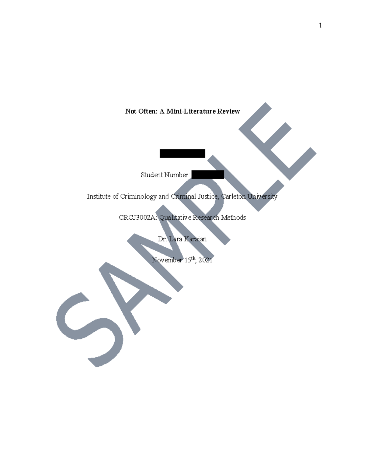 Sample A+ CRCJ3002 Mini-Literature Review Assignment - Not Often: A ...