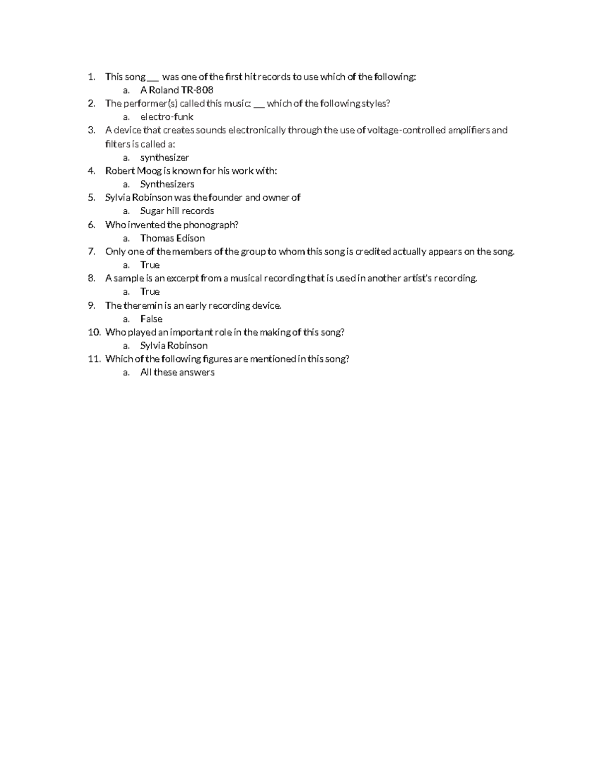 Quiz #7 - Technology; Messages - This song ___ was one of the first hit ...